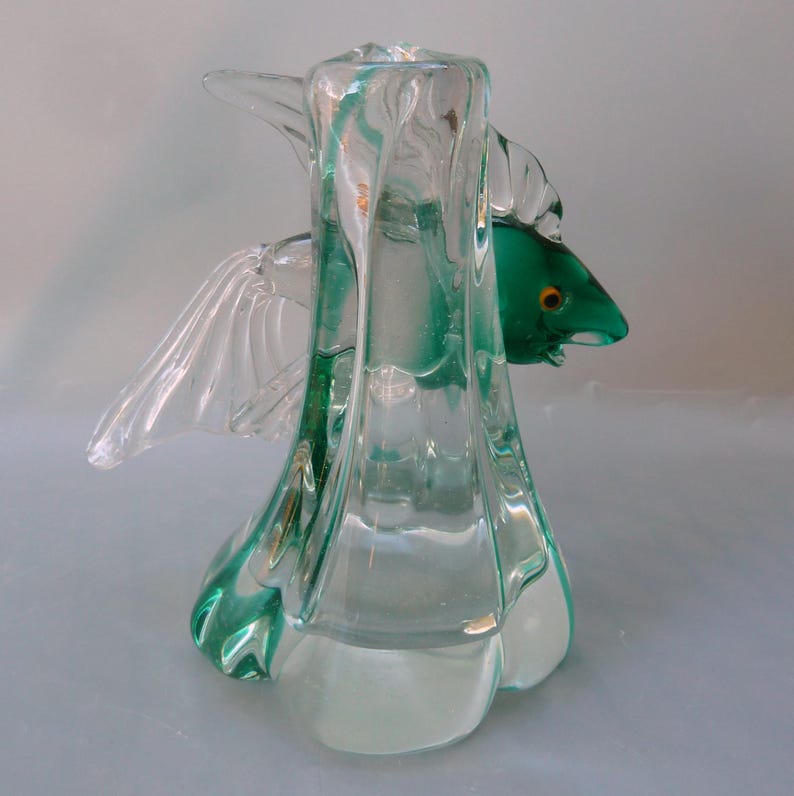 Vintage Murano Glass Fish Vase, Midcentury Italian Art Glass Vase With ...