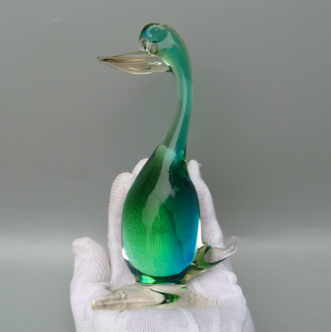 Murano Sommerso Glass Duck Figurine, Formia Murano Glass Duck, Murano ...
