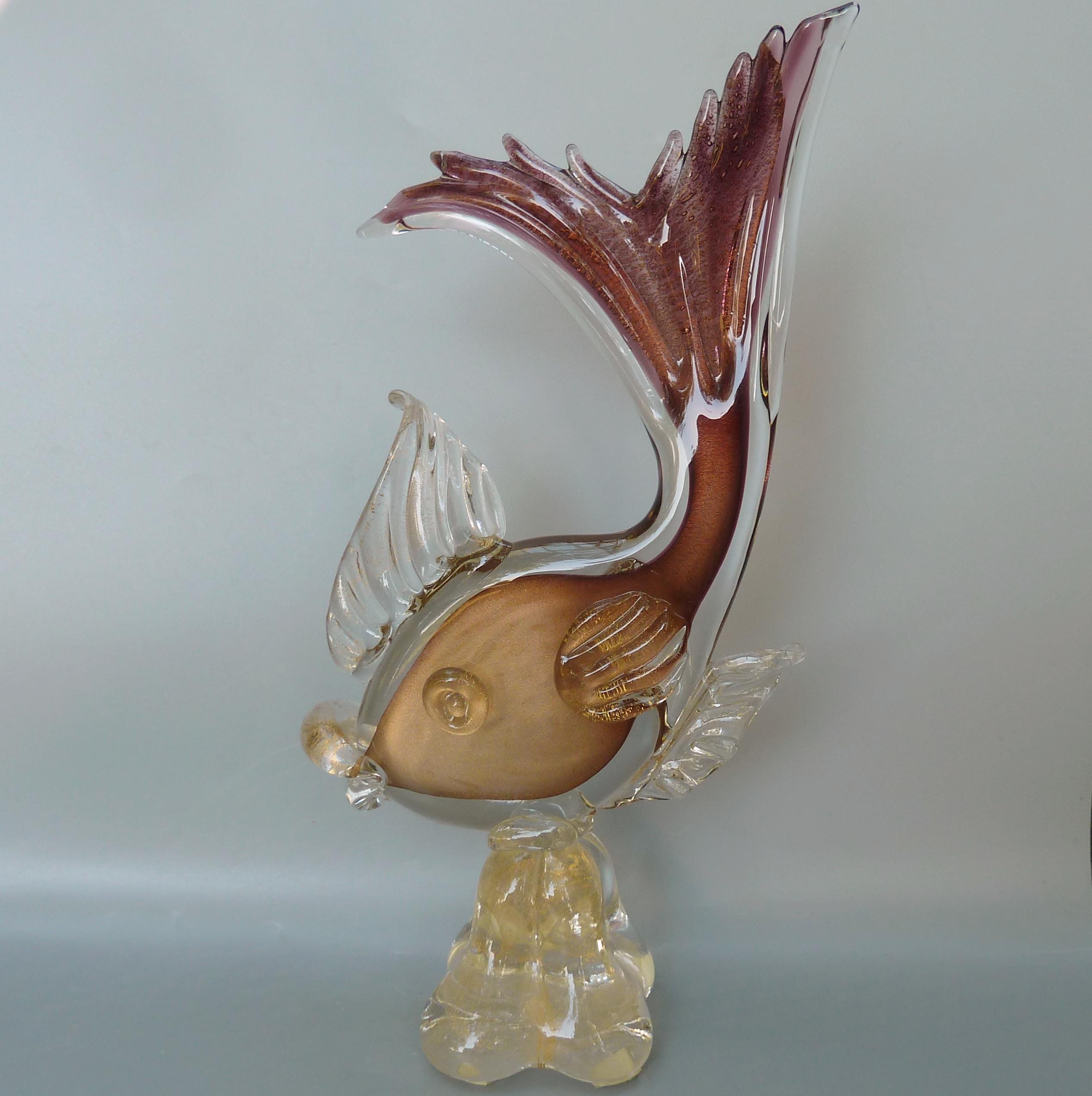 Vintage Archimede Seguso Murano Glass Fish With Label, Midcentury ...