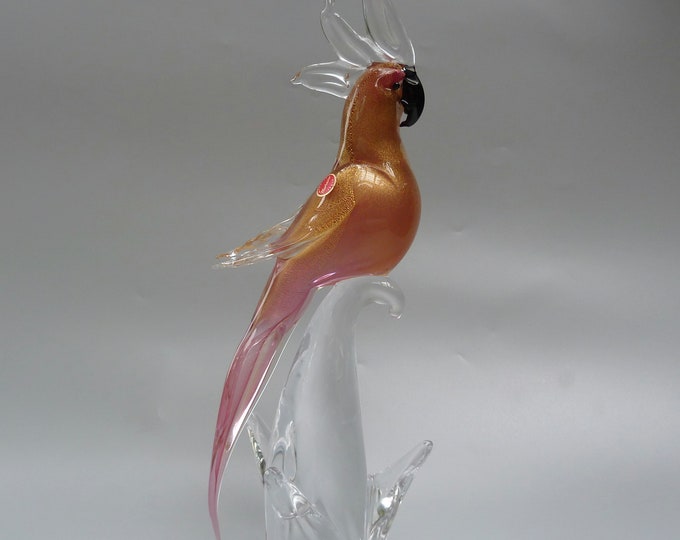 Murano Cockatoo Figurine, Formia Murano Glass Parrot Sculpture, Murano ...