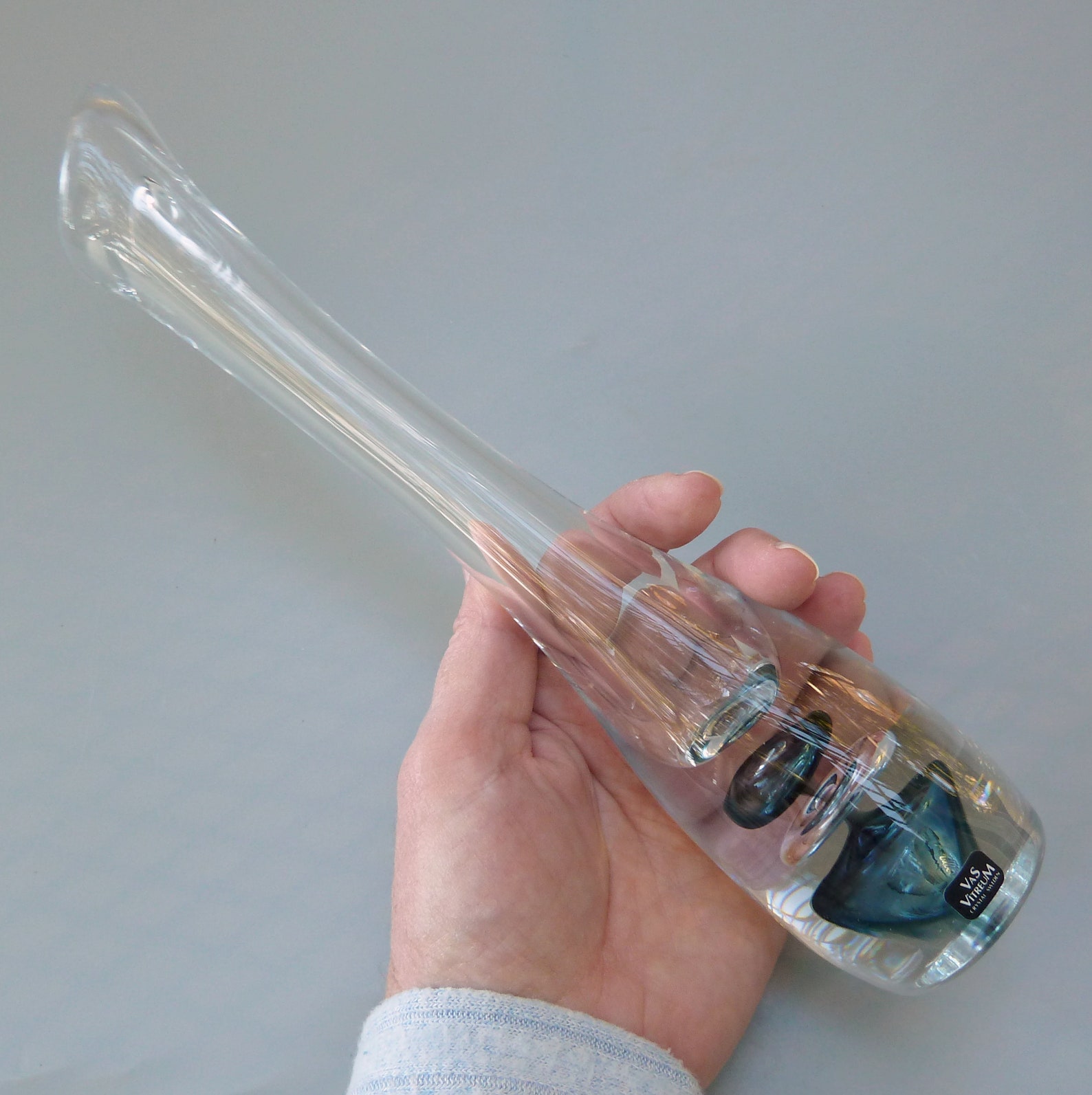 Vintage Vas Vitreum Glass Gloria Vase Orchid Smoke, Controlled Bubble ...