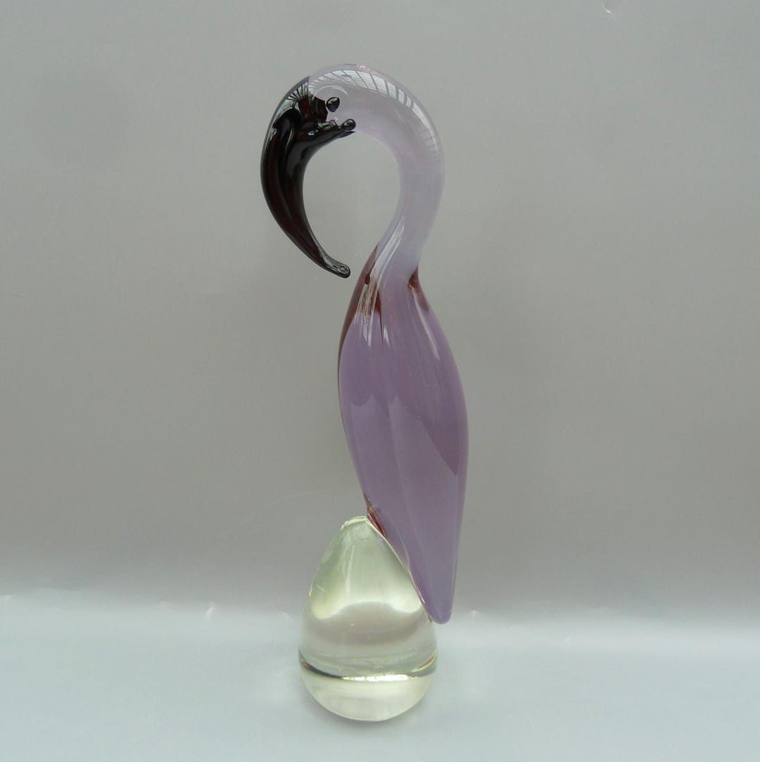 Formia Murano Glass Flamingo Figurine, Murano Glass Crane Sculpture ...