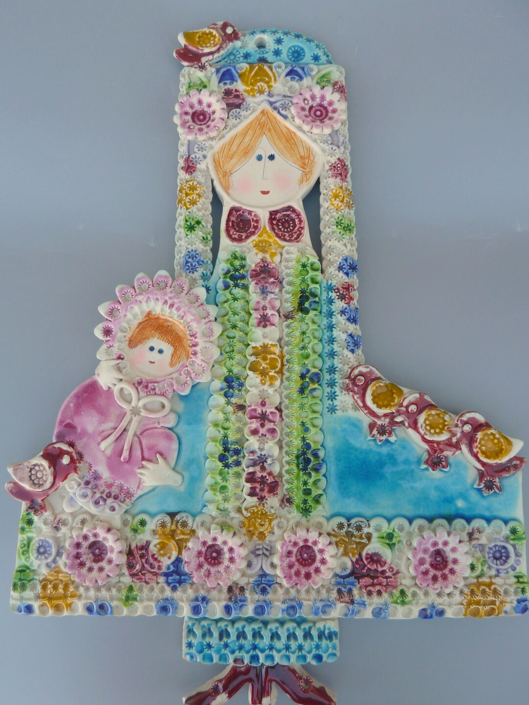 Franca Gensini Ceramic Mother & Child Wall Plaque, Gensini Ceramiche ...