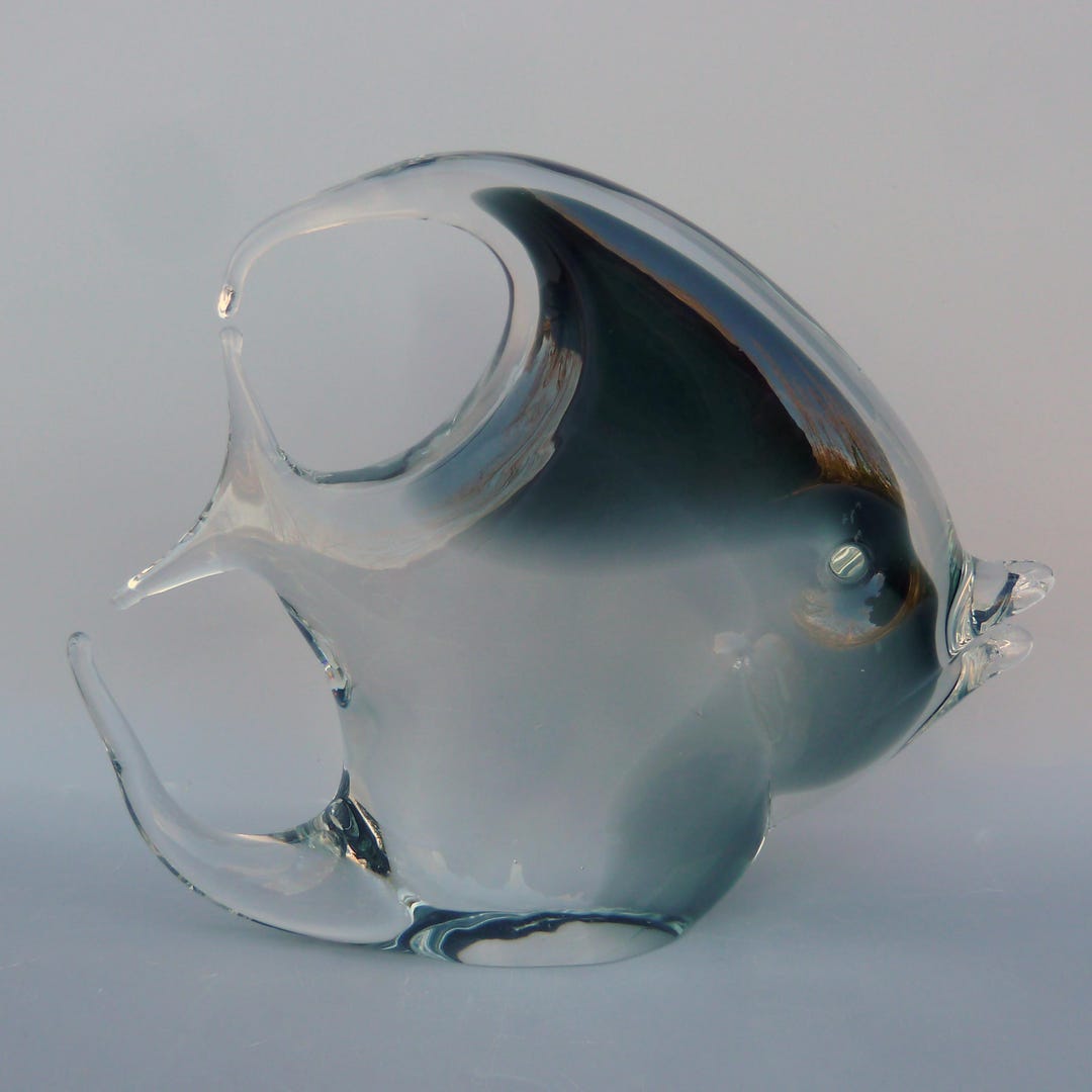 Vincenzo Nason Murano Glass Angel Fish Sculpture, MCM Murano Sommerso ...