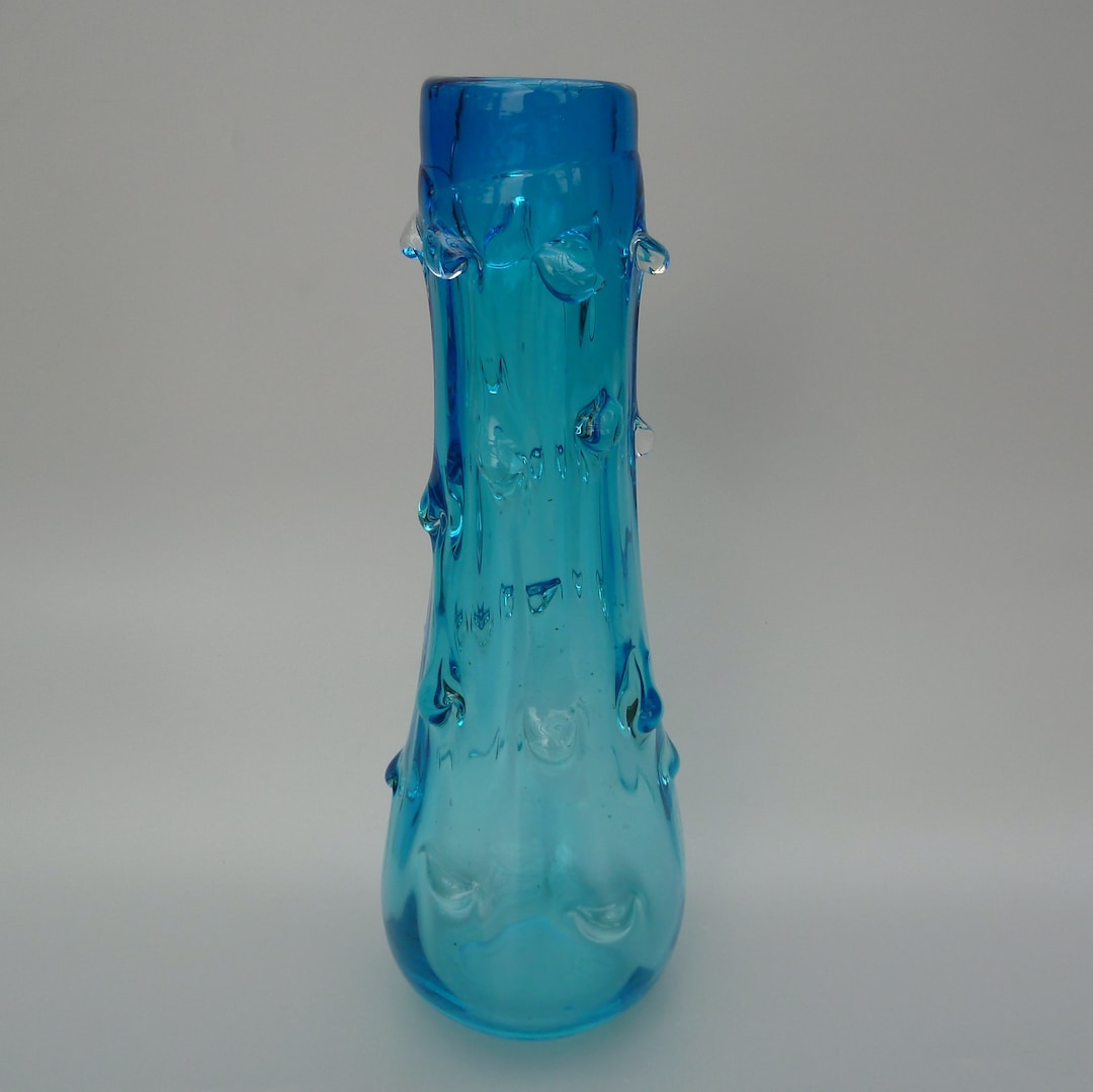 Jan Beranek Skrdlovice Glass Thorn Vase,blue Ombre Stretch Art Glass ...