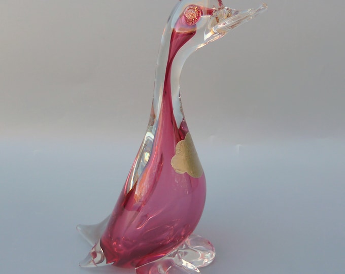 Alfredo Barbini Murano Glass Duck Figurine, Labeled Barbini Glass Duck ...