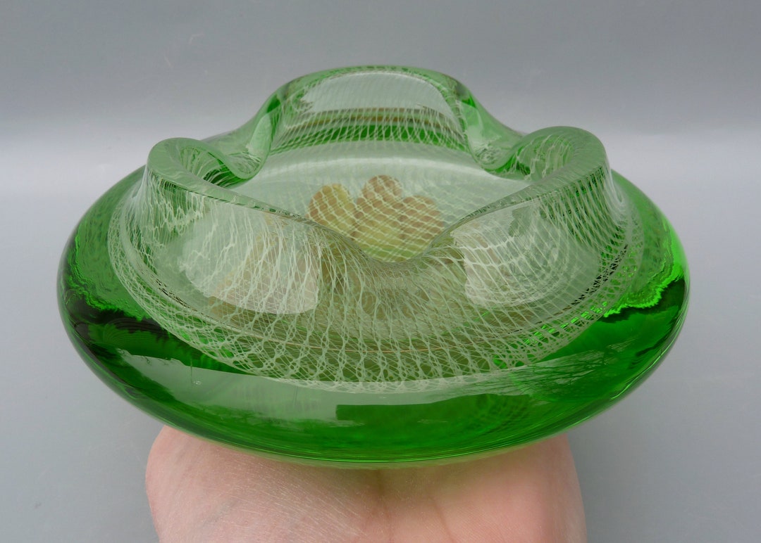 Harrachov Harrtil Glass Lattice Work Bowl, Murano Style Merletto Glass ...