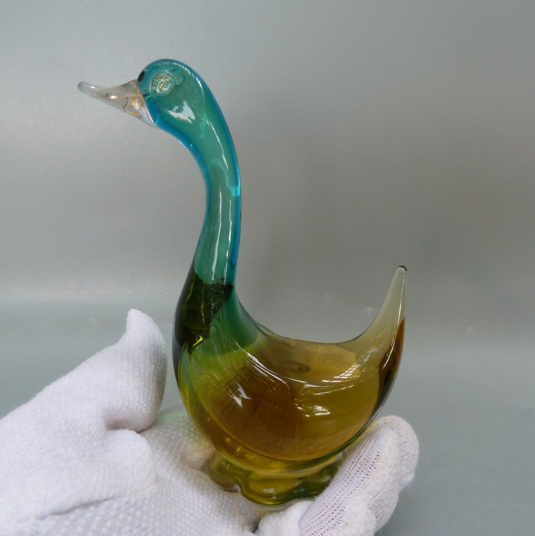Alfredo Barbini Murano Glass Duck Figurine, Barbini for Weil Duck ...
