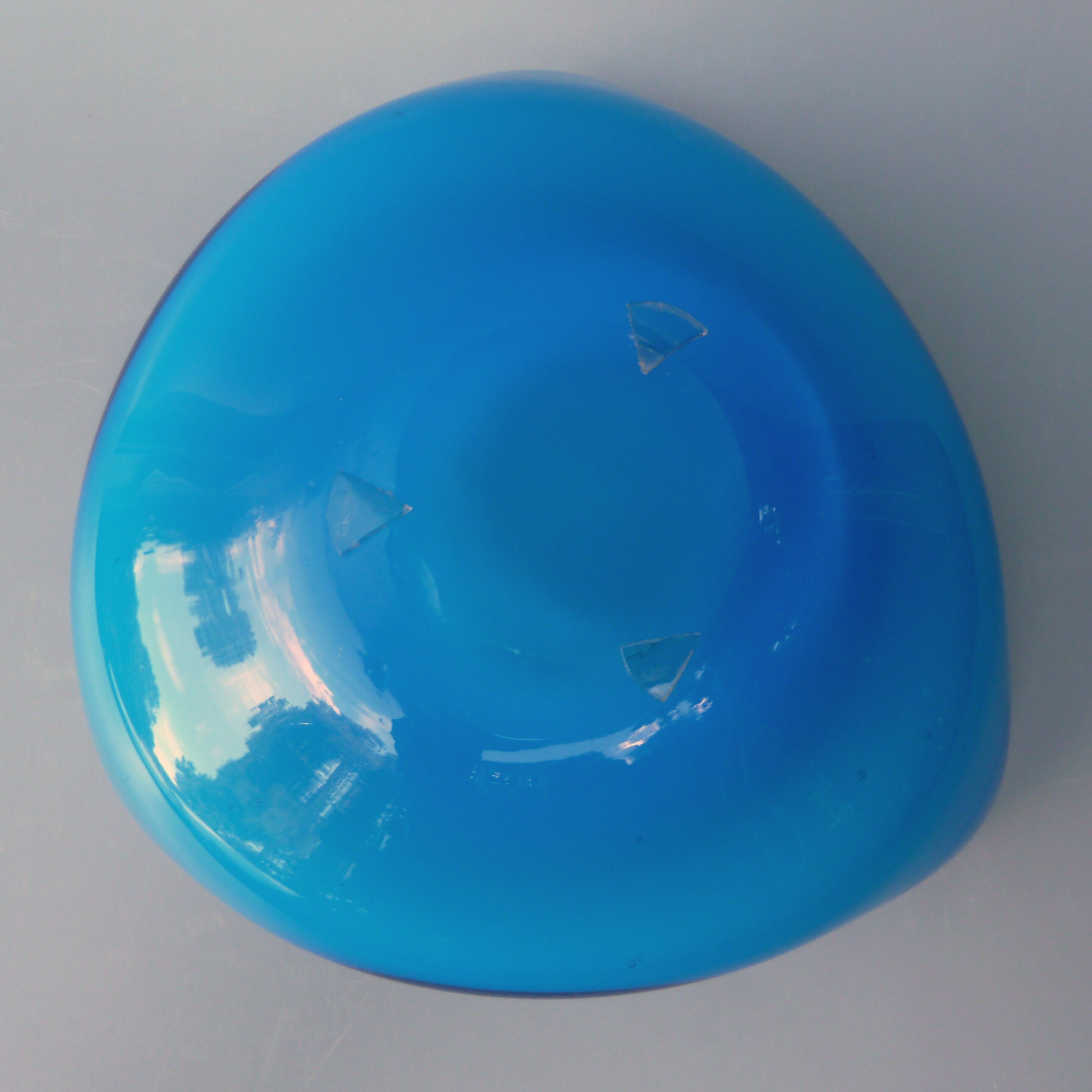 Japanese Glass Biomorphic Bowl, Blue Cased Glass Bowl, Murano Style ...