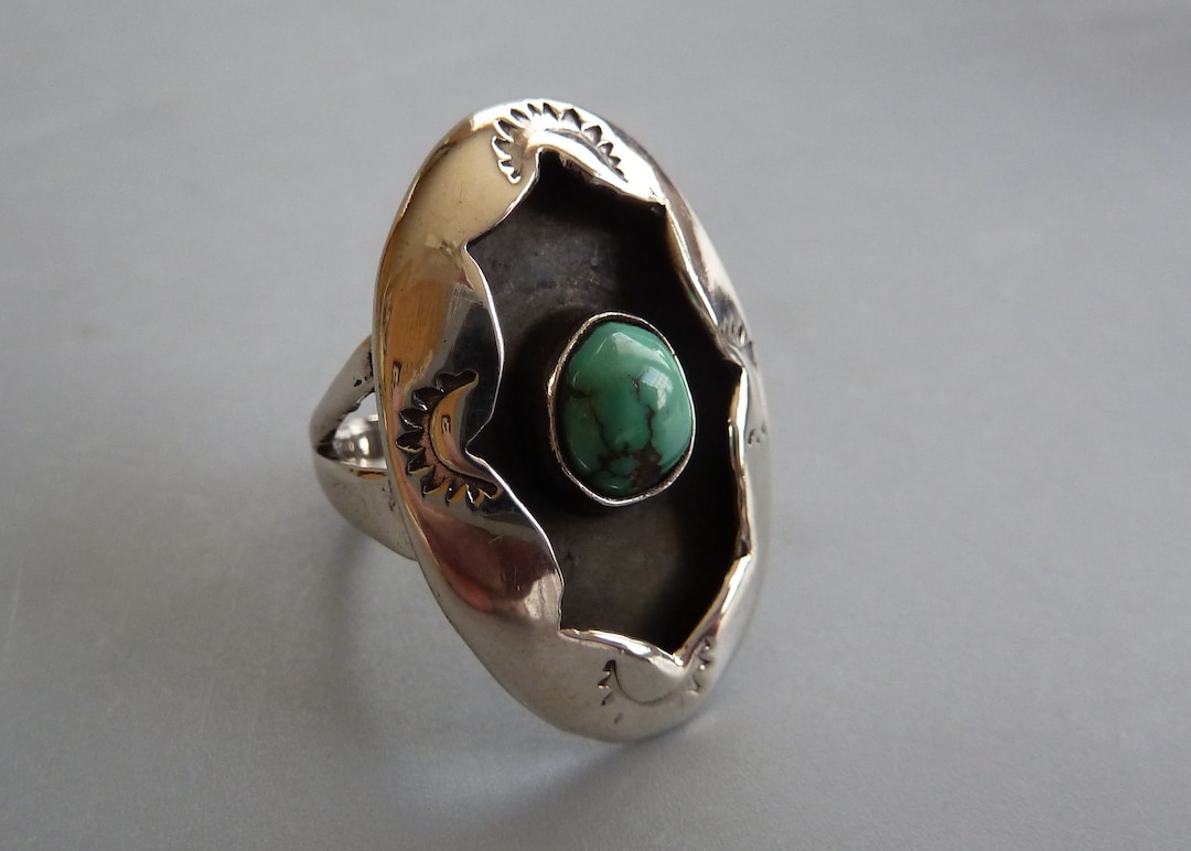 Shadow Box Turquoise Ring, Zuni Turquoise Ring, Native American ...