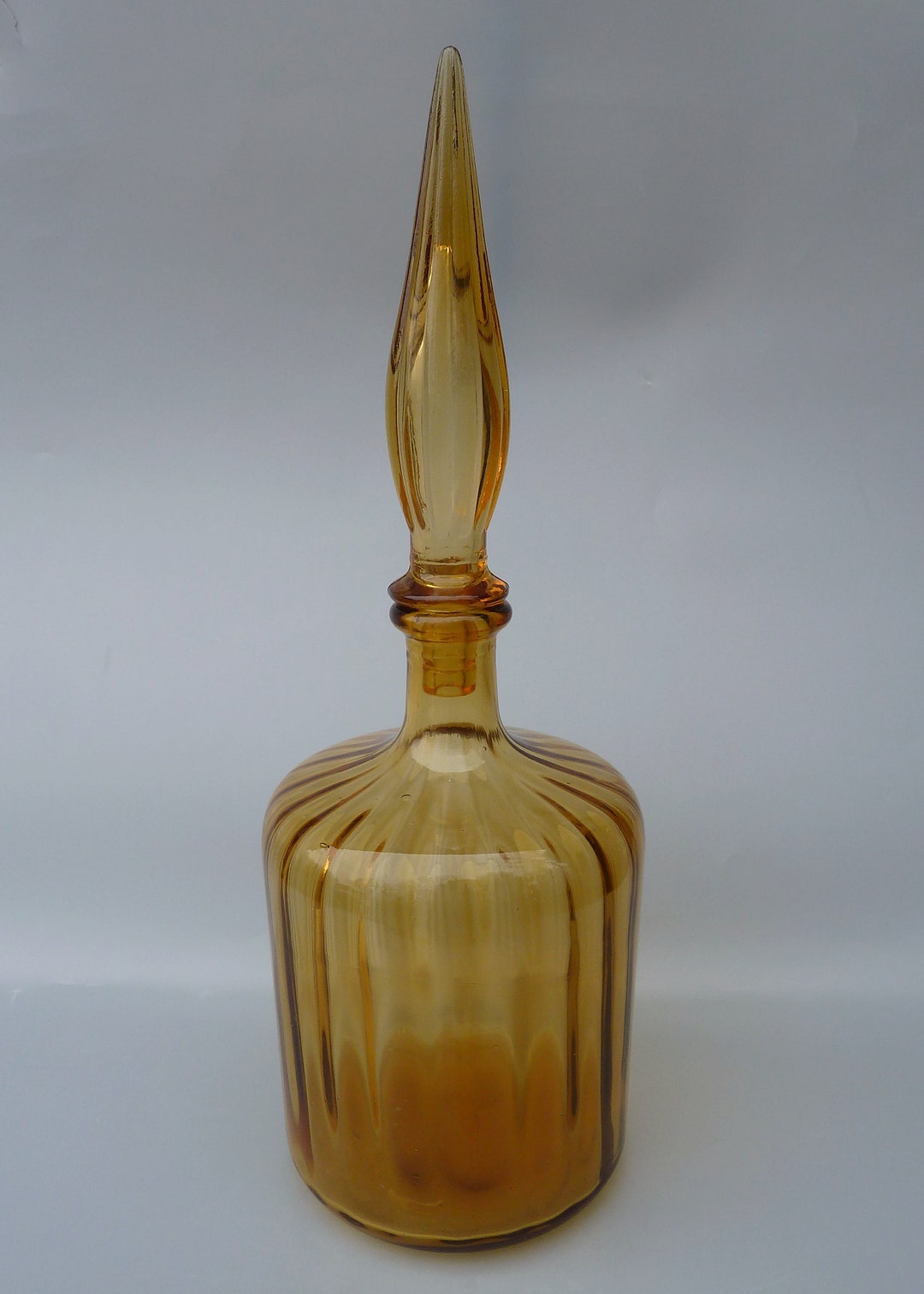 Amber Empoli Glass Decanter, Amber Colored Blown Glass Decanter ...
