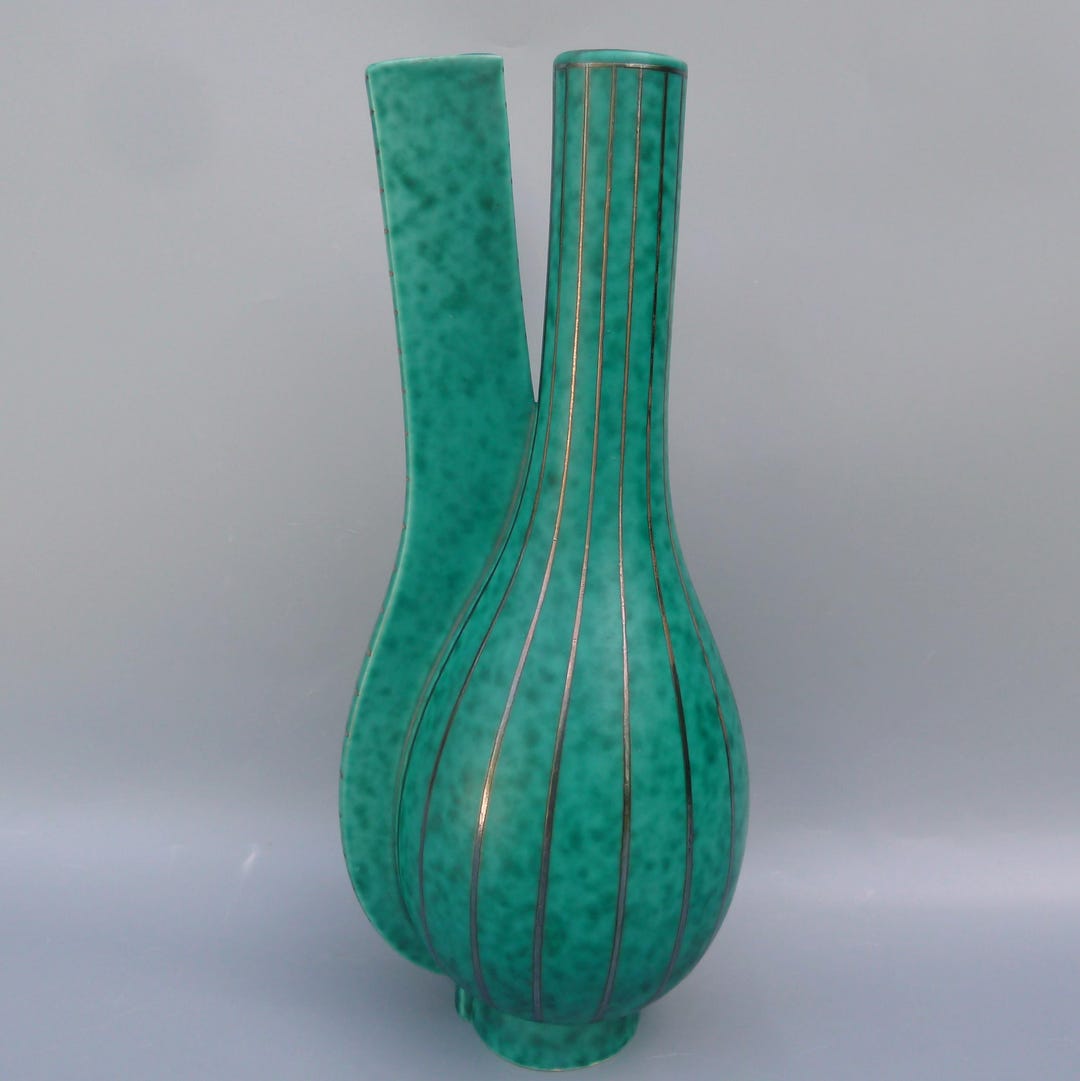 Rare Wilhelm Kage Argenta Silver Overlay Pottery Vase Model A31 ...