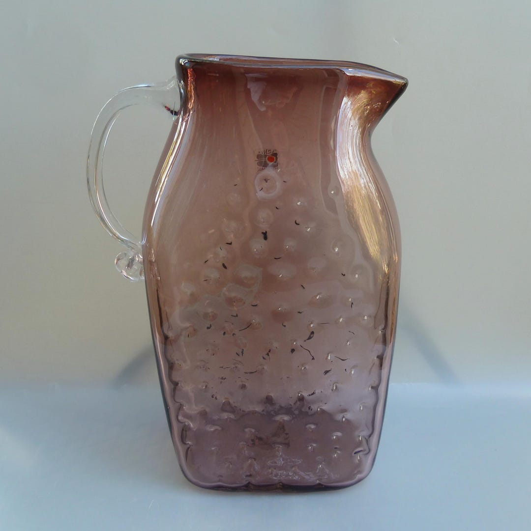 Vintage Blenko Orchid Dimpled Glass Pitcher #9027L Hank Adams Design ...