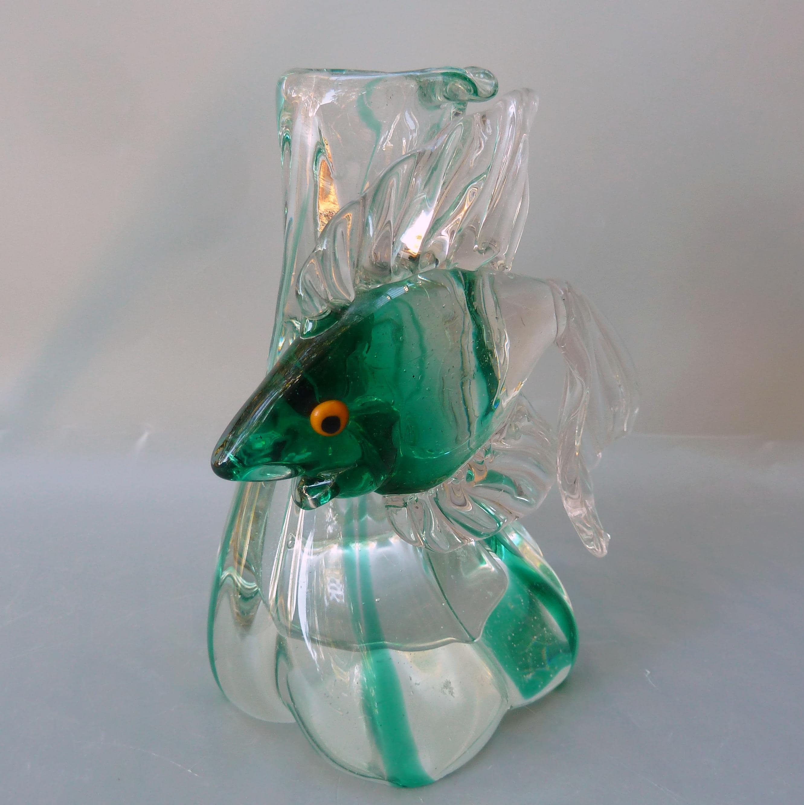 Vintage Murano Glass Fish Vase, Midcentury Italian Art Glass Vase With ...