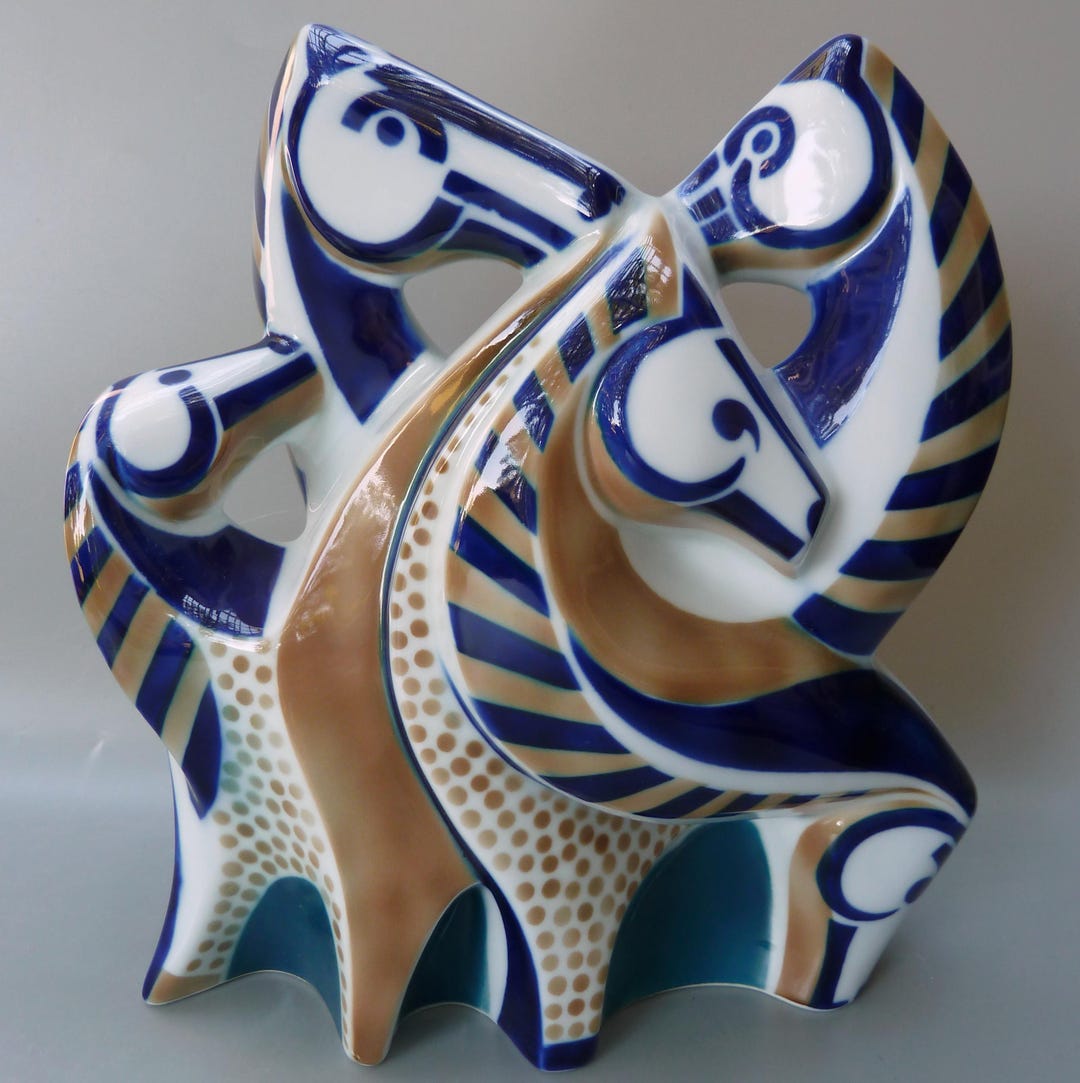 Sargadelos Porcelain Wild Horses Sculpture, Spanish Modernist Galician ...