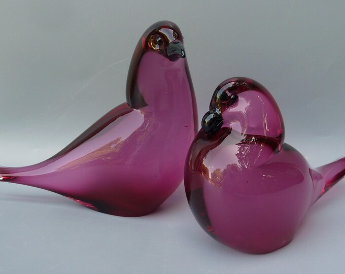 Formia Murano Glass Dove Figurines Pair, Murano Glass Bird Sculptures ...