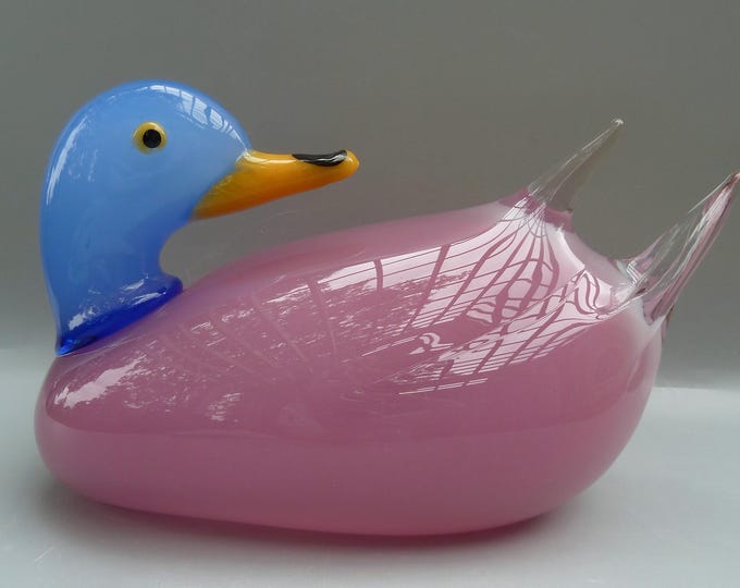 Oggetti Art Glass Life Sized Mallard Duck Figurine, Murano Glass Duck ...