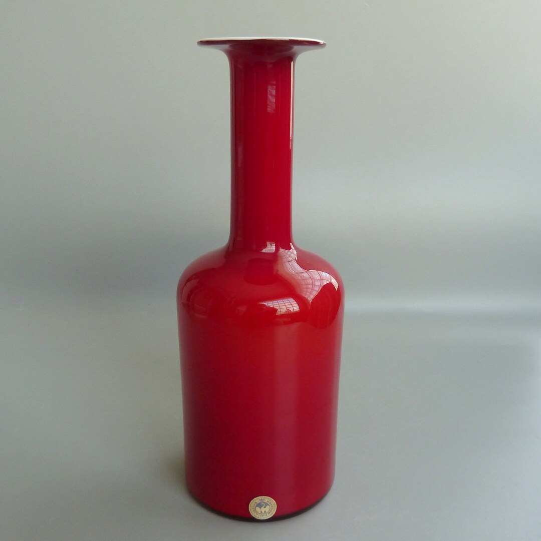 Holmegaard Gulvvase Red, Otto Brauer Gulvase,holmegaard Cased Glass ...