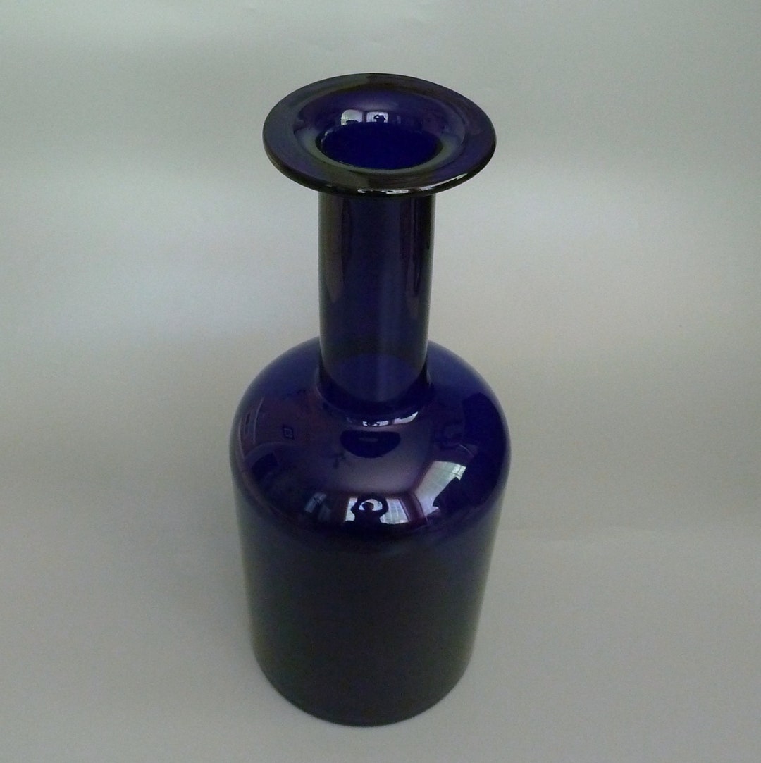 Holmegaard Gulvvase Blue, Otto Brauer Gulvase, Holmegaard Cased Glass ...