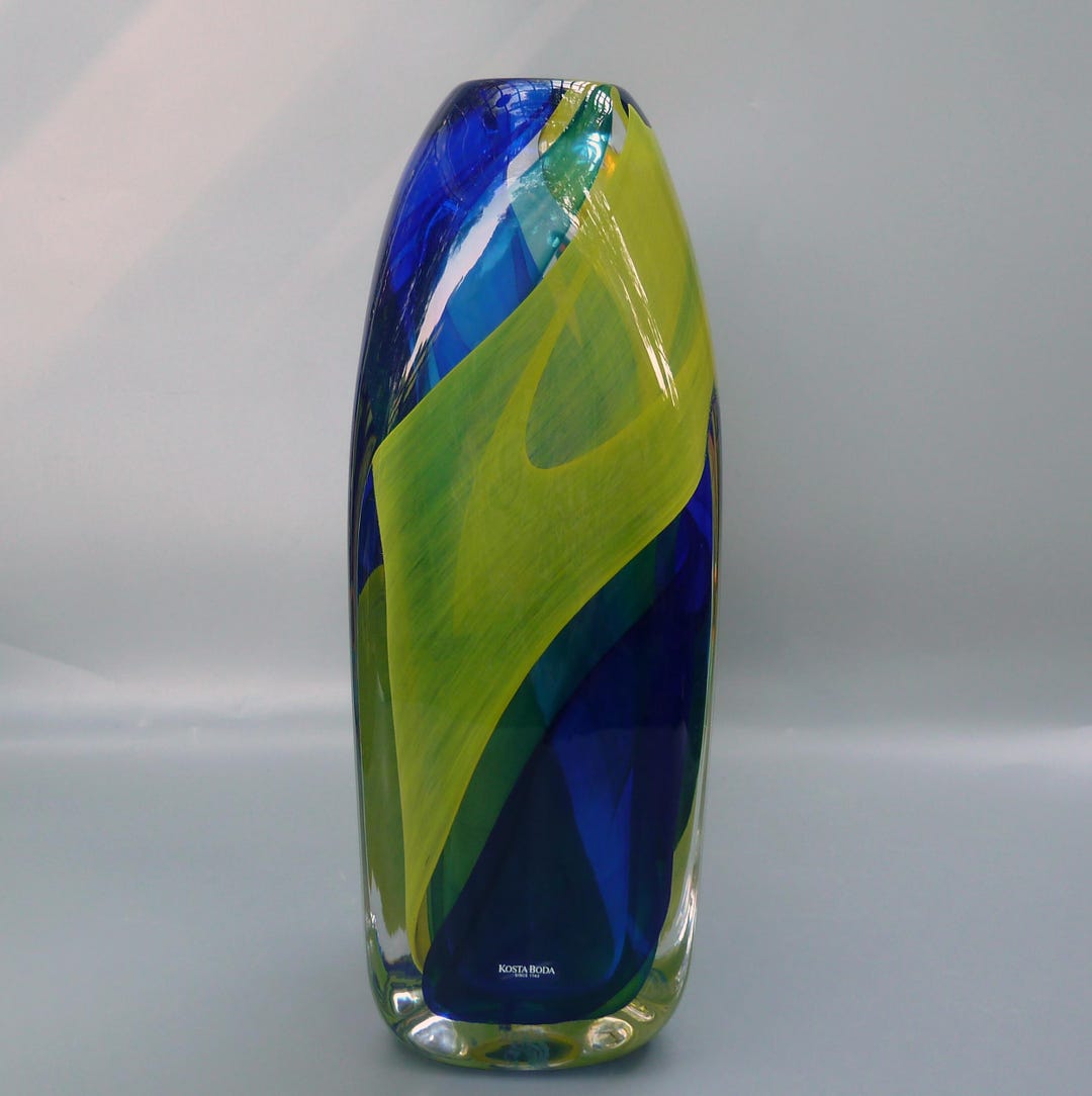 Anna Ehrner Isis Glass Vase, Anna Ehrner Blue and Yellow Contrast Vase ...