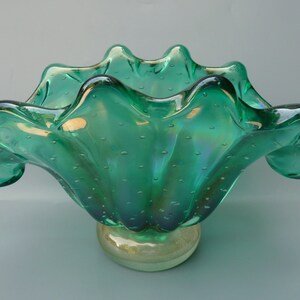 Ercole Barovier Murano Glass Iridato Clam Shell Bowl, Midcentury ...