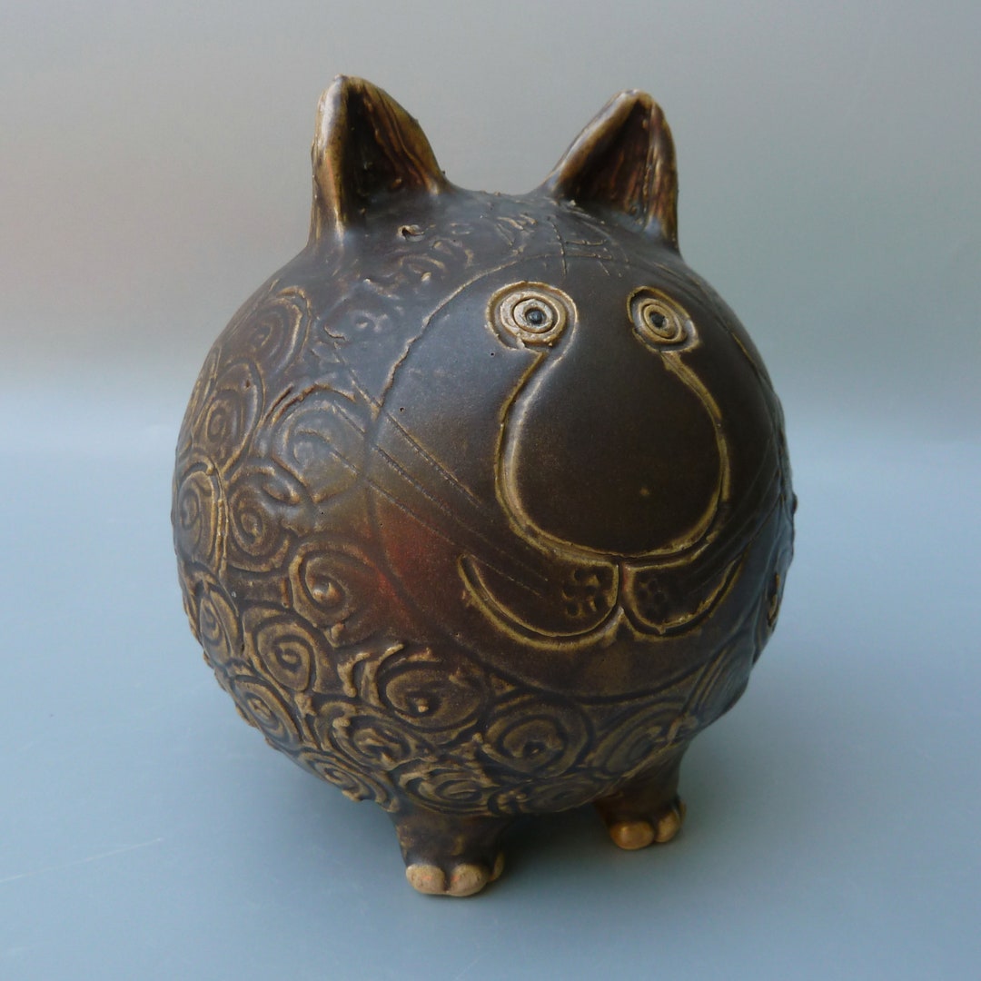 Lisa Larson Style Ceramic Cat Bank, Scandinavian Style Pottery Cat ...