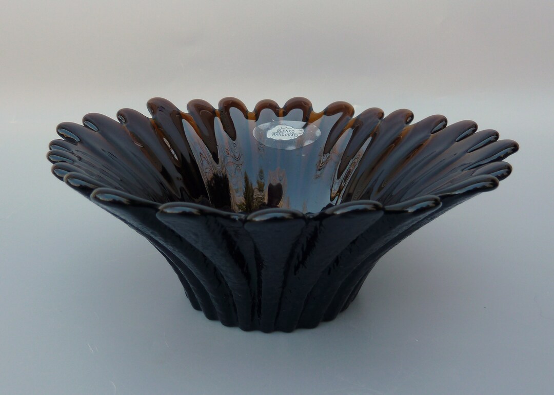Blenko Daisy Bowl, Brown Blenko Glass Bowl, Blenko Chestnut Bowl ...