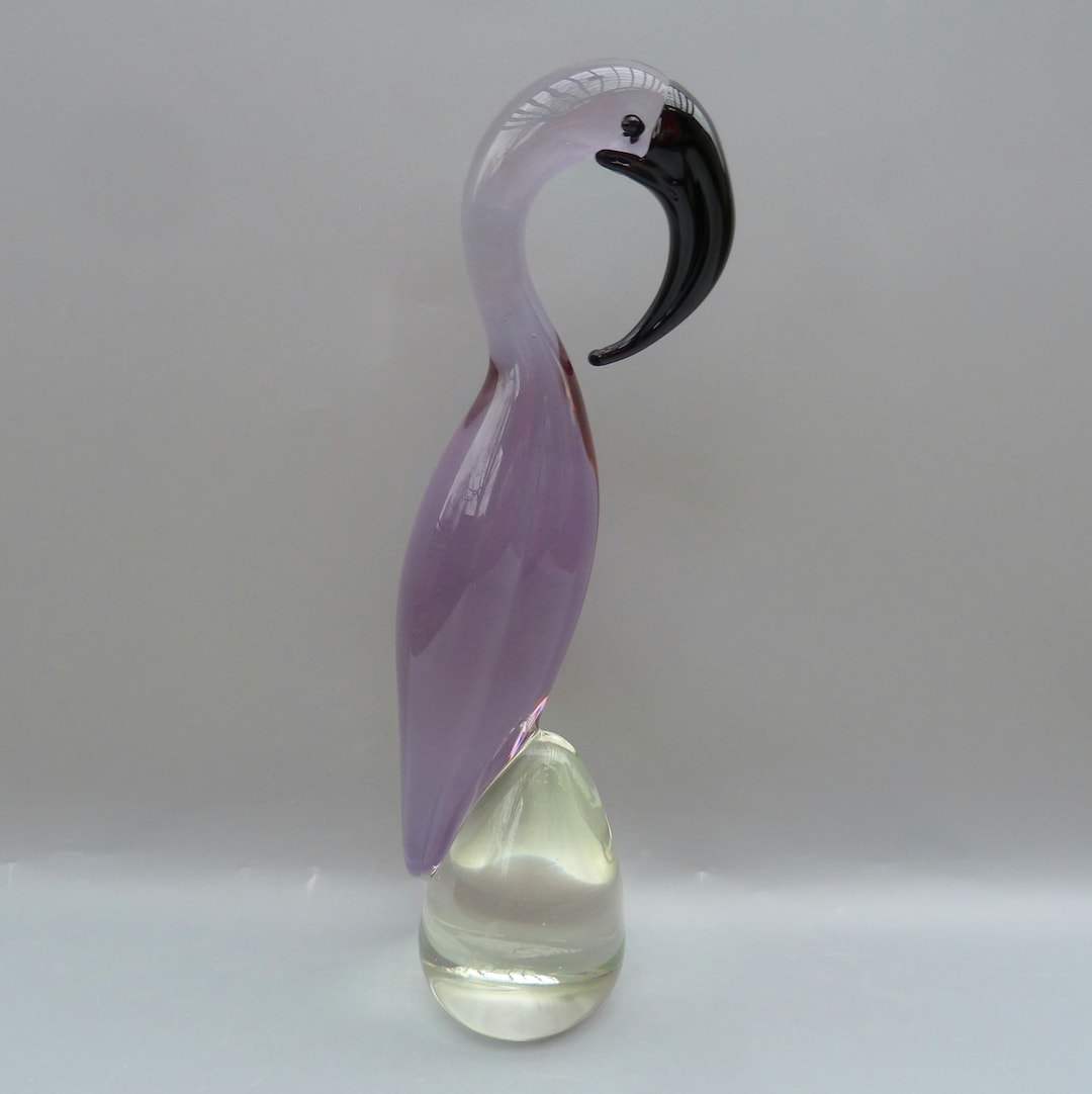 Formia Murano Glass Flamingo Figurine, Murano Glass Crane Sculpture ...
