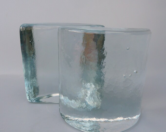 Blenko Glass Half Circle Bookends, Blenko Wayne Husted Bookends, Blenko ...
