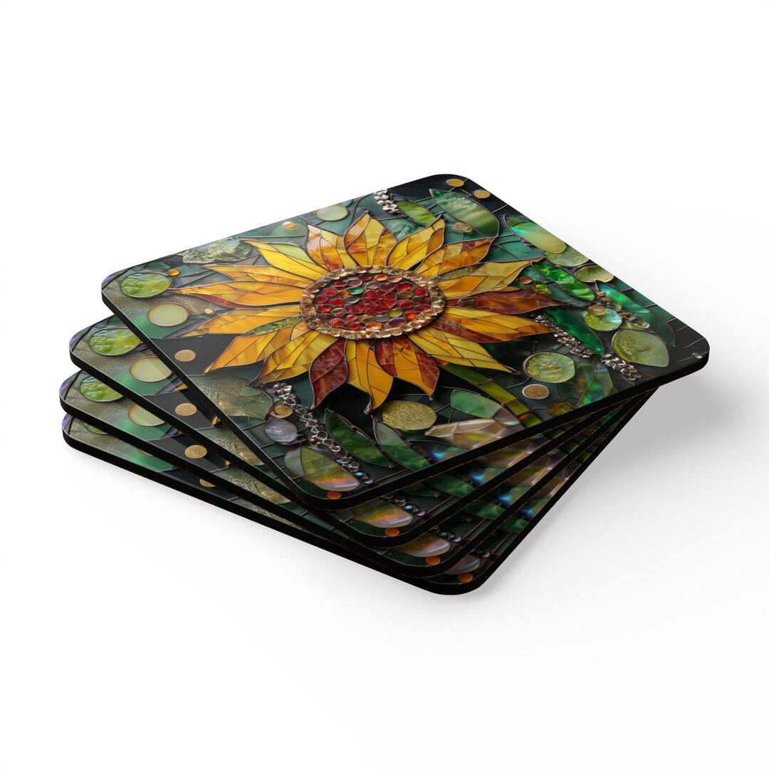 Coaster Set, Coaster, Jeweled Sunflower - Etsy