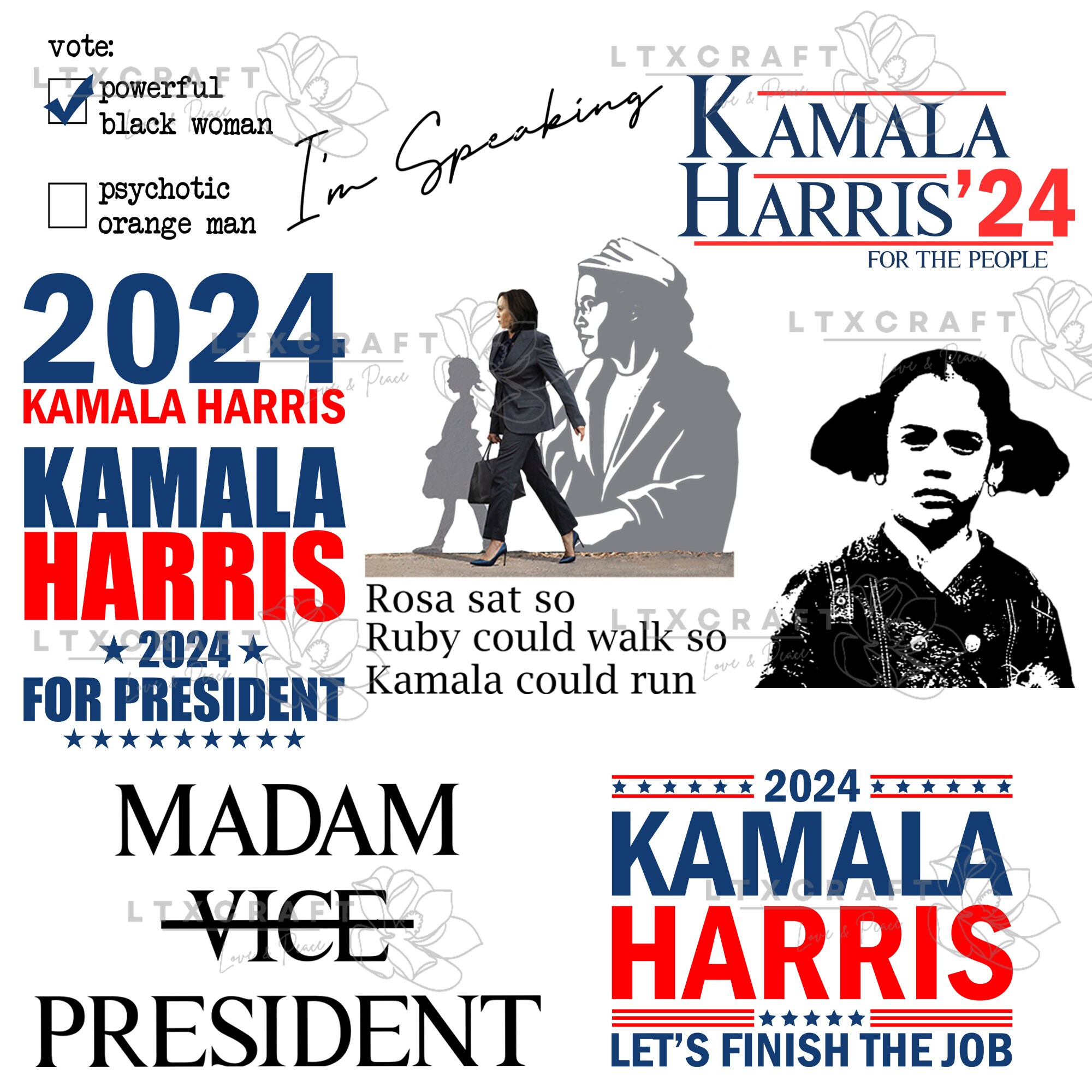 Bundle Kamala Harris PNG, Kamala Harris 2024 Png, Kamala Rally, Madam ...