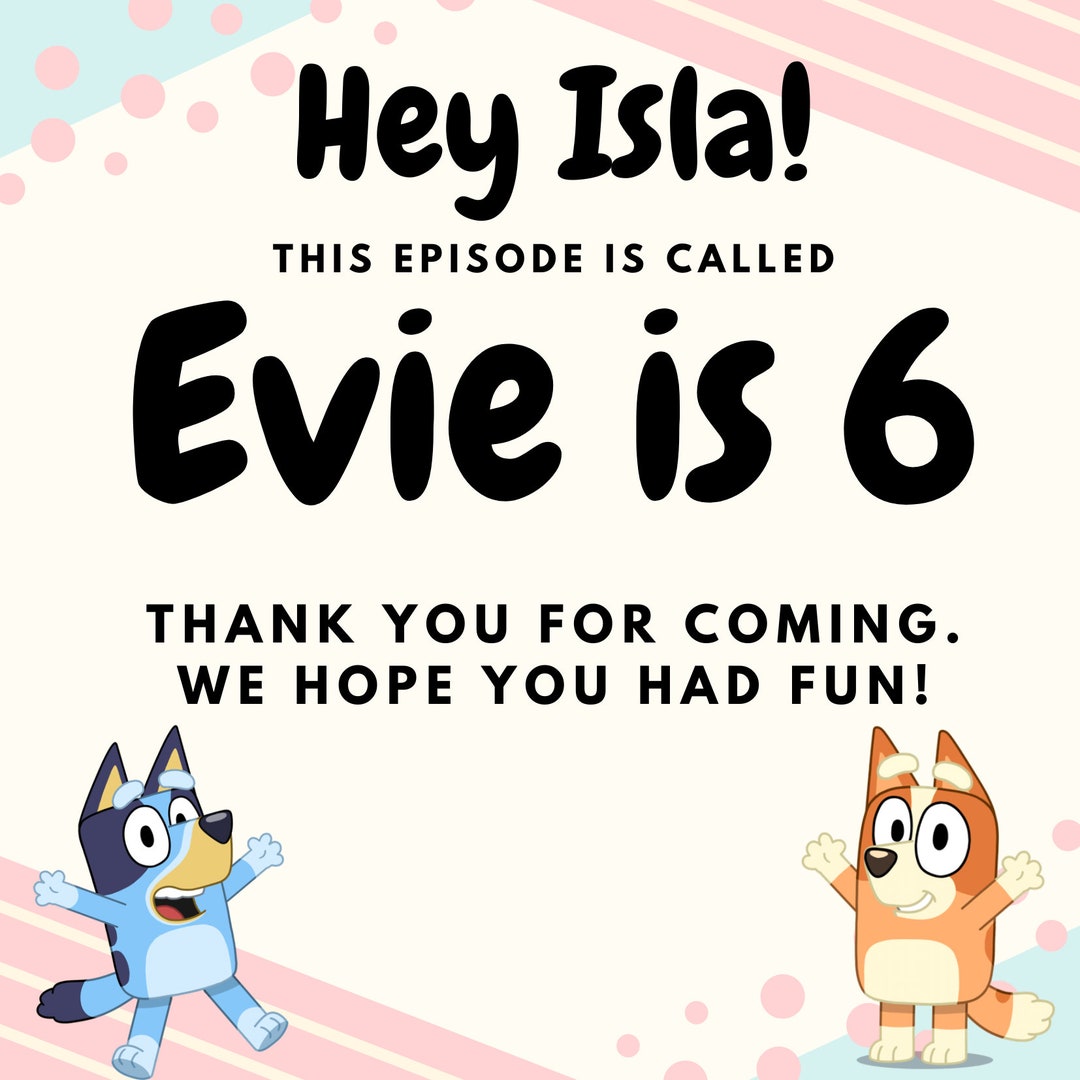 Bluey Birthday Thank You Bag Stickers - Child’s Birthday - Bluey ...