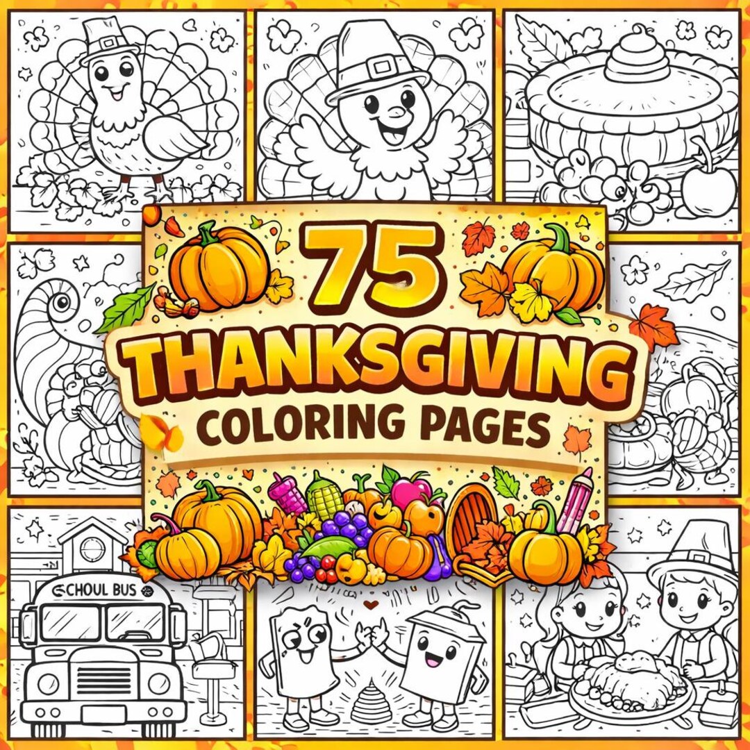75 Thanksgiving Coloring Pages Printable PDF | Turkey & Pumpkin Fall ...