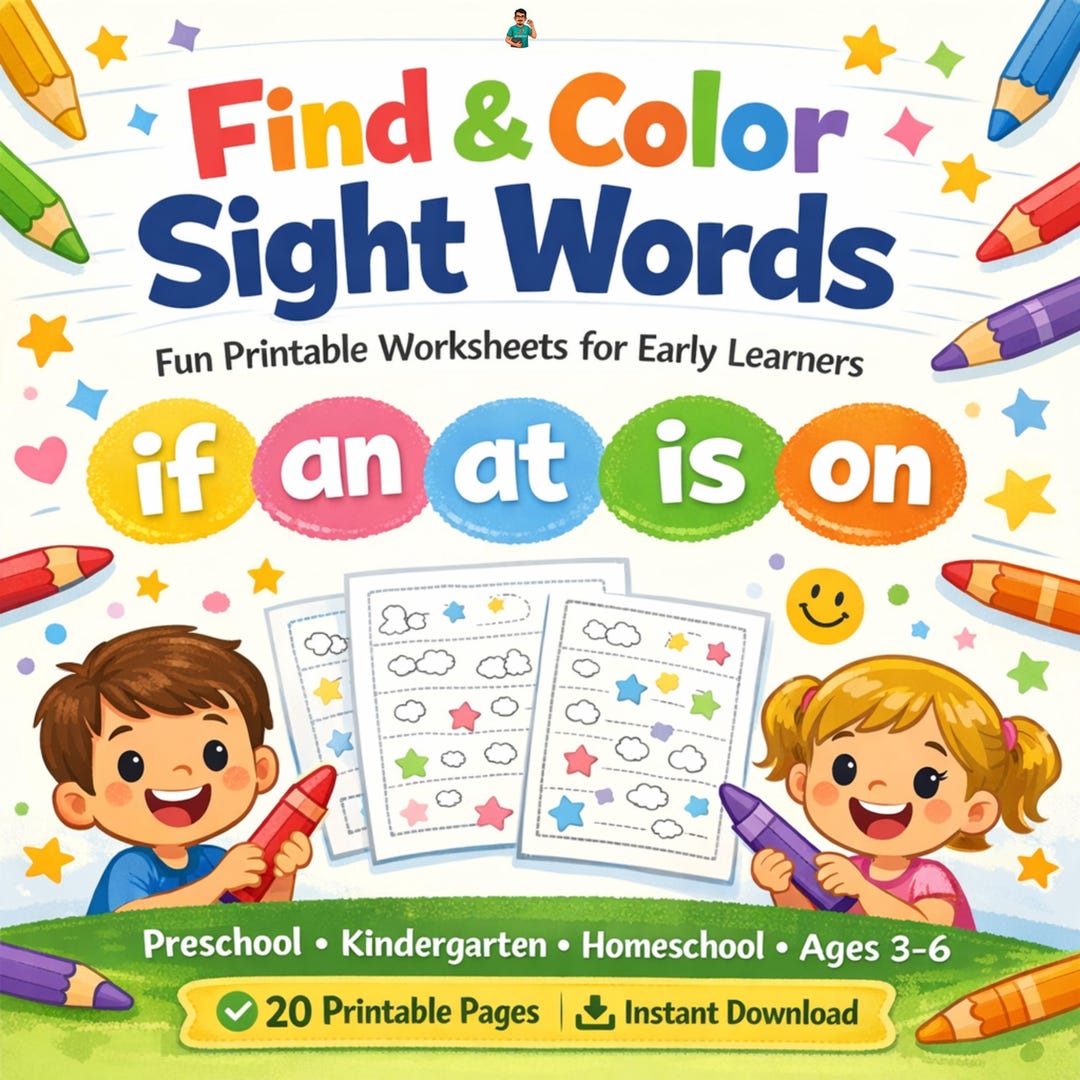 Find and Color Sight Words Worksheets, Preschool Kindergarten Reading ...