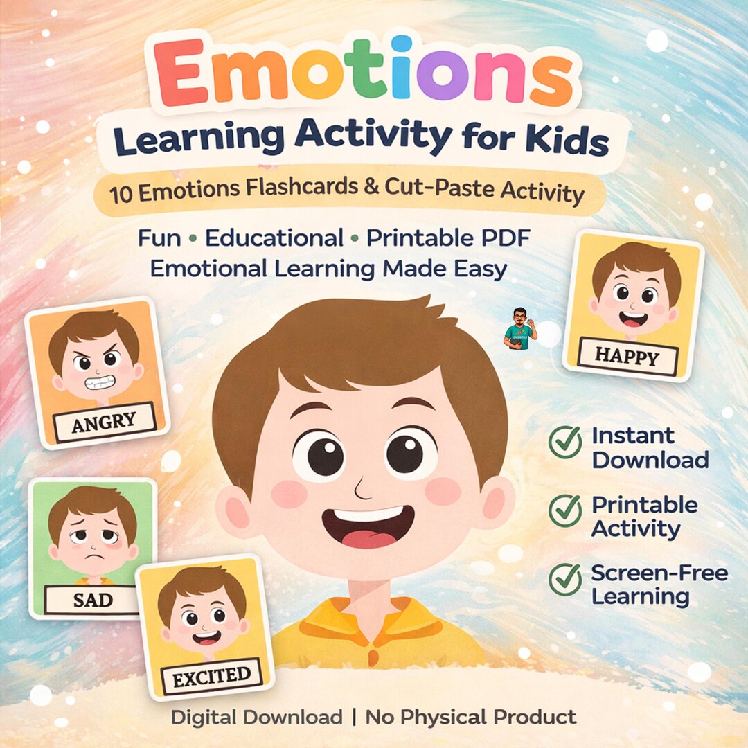 Emotions Learning Activity for Boys | Feelings Flashcards Printable ...
