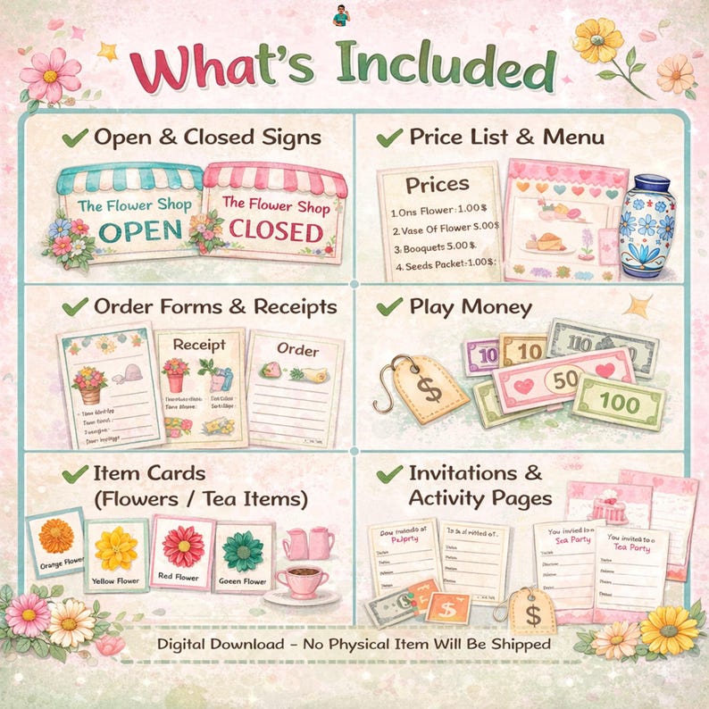 Pretend Play Flower Shop Printable, Dramatic Play Activities for Kids ...