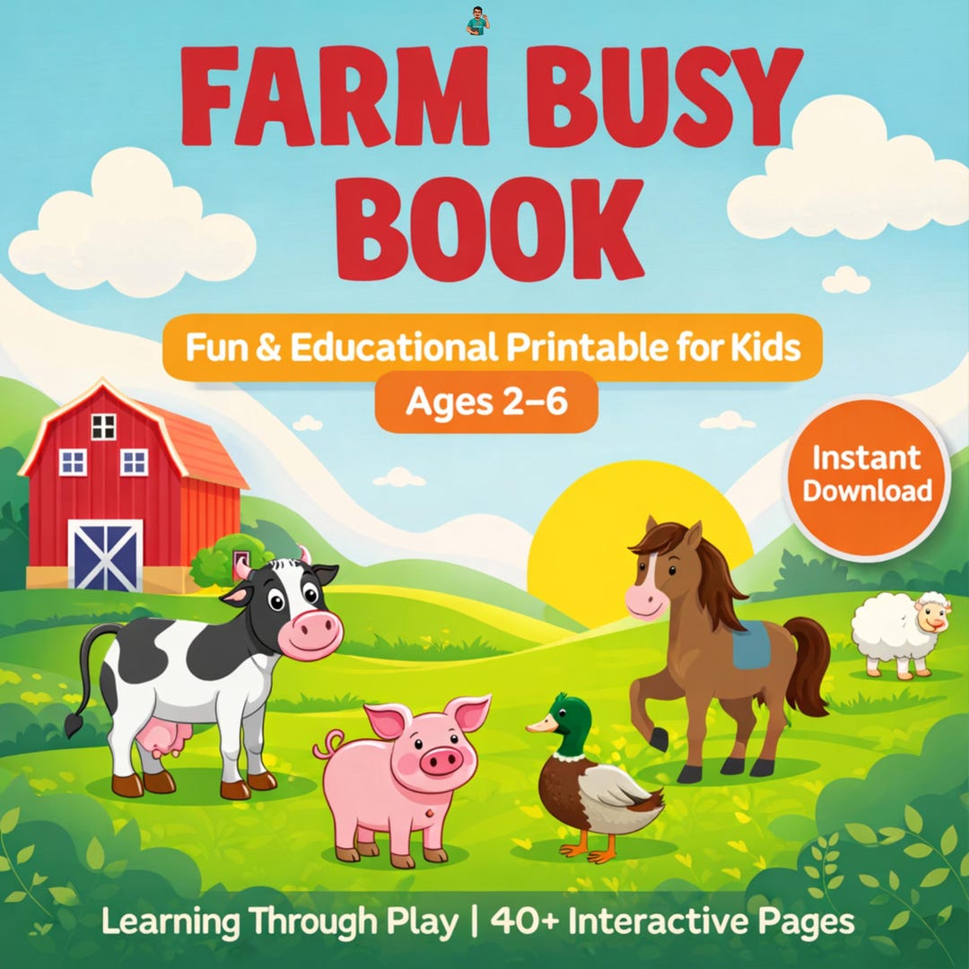 Farm Busy Book Printable for Toddlers | Preschool Learning Activities ...