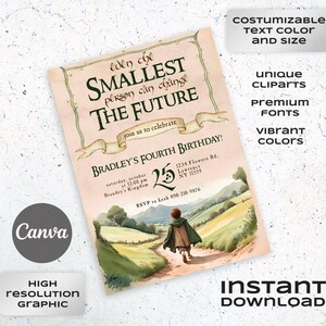 Hobbit Birthday Invitation, Printable Shir Invite, LOR Party Invite ...