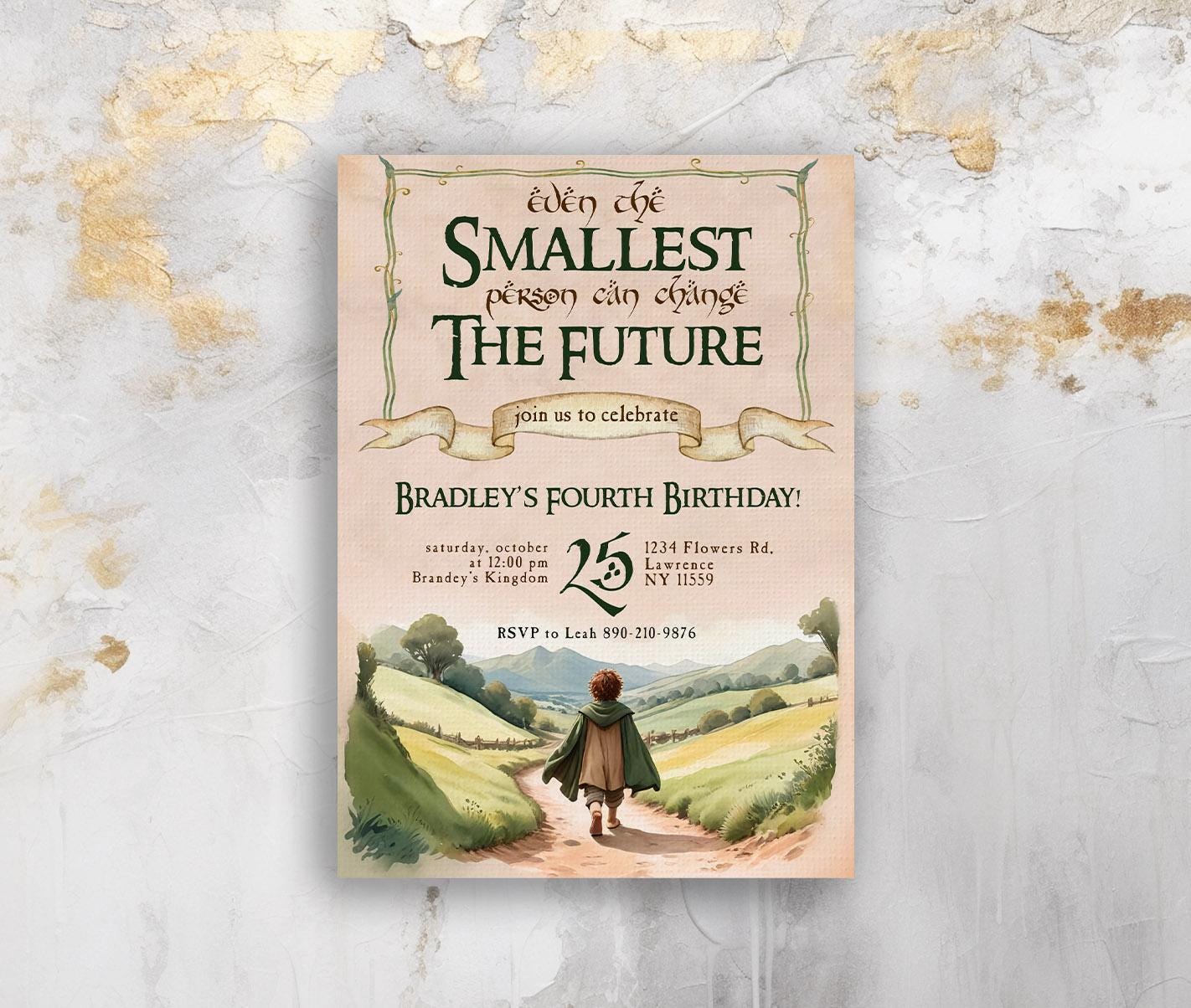 Hobbit Birthday Invitation, Printable Shir Invite, LOR Party Invite ...