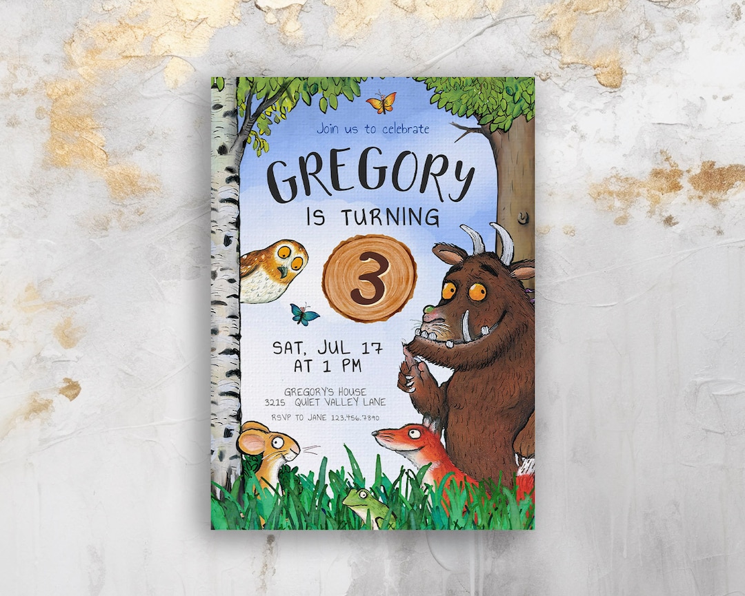 Gruffalo Birthday Invitation, Julia Donaldson Storybook Invitation ...