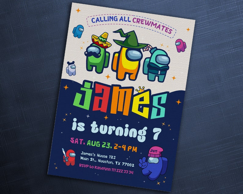 Among Us Birthday Party Invitation Template, Among Us Birthday Invitate ...