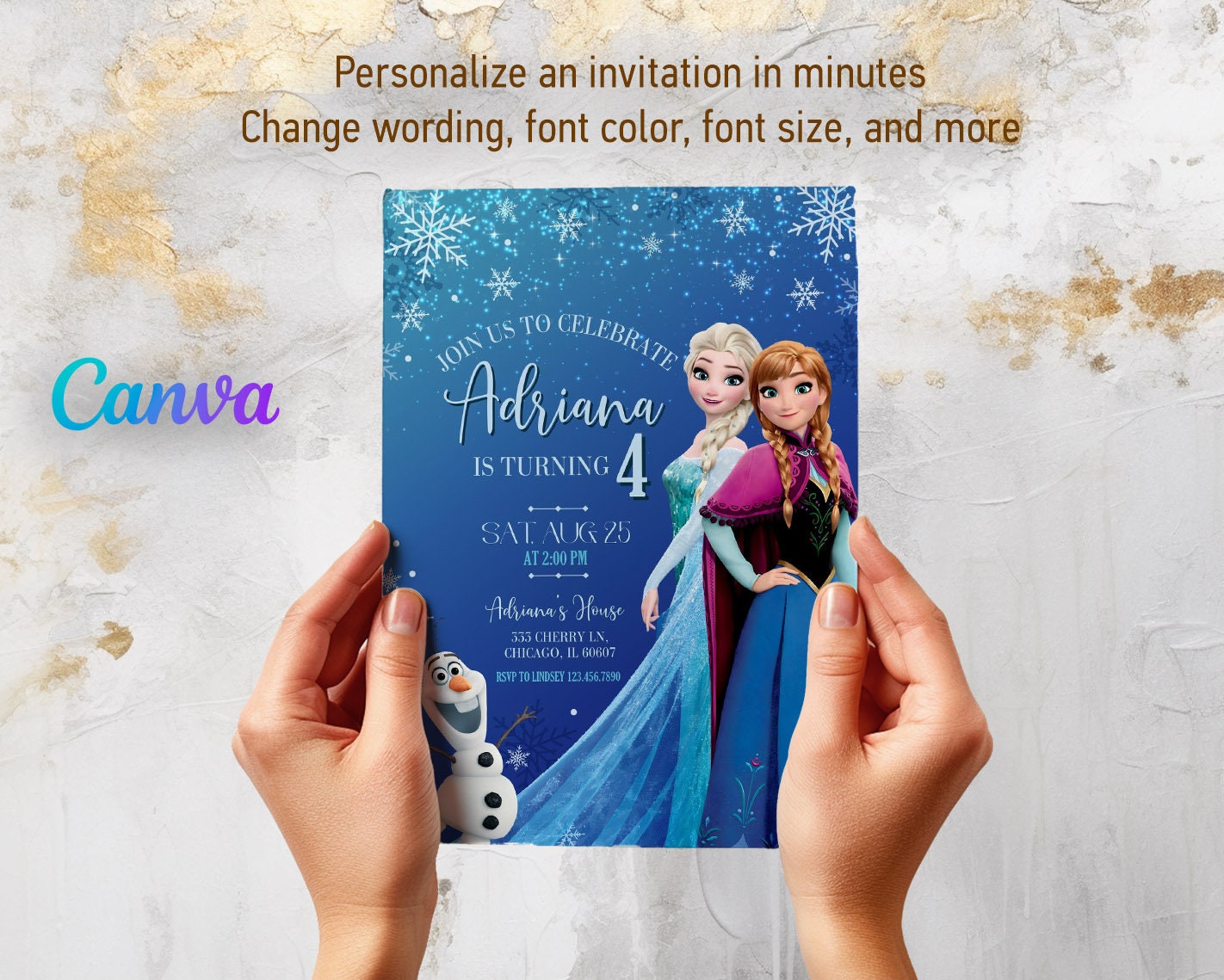Princess Elsa Invite, Frozen Anna Invite Template, Girl Birthday ...