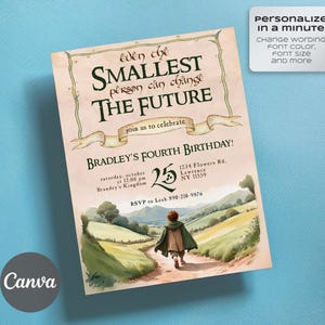 Hobbit Birthday Invitation, Printable Shir Invite, LOR Party Invite ...