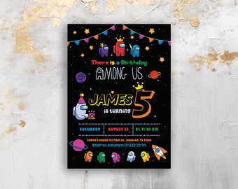 Among Us Birthday Party Invitation Template, Among Us Birthday Invitate ...