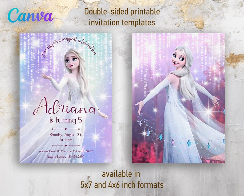 Princess Elsa Invite, Frozen Anna Invite Template, Girl Birthday ...