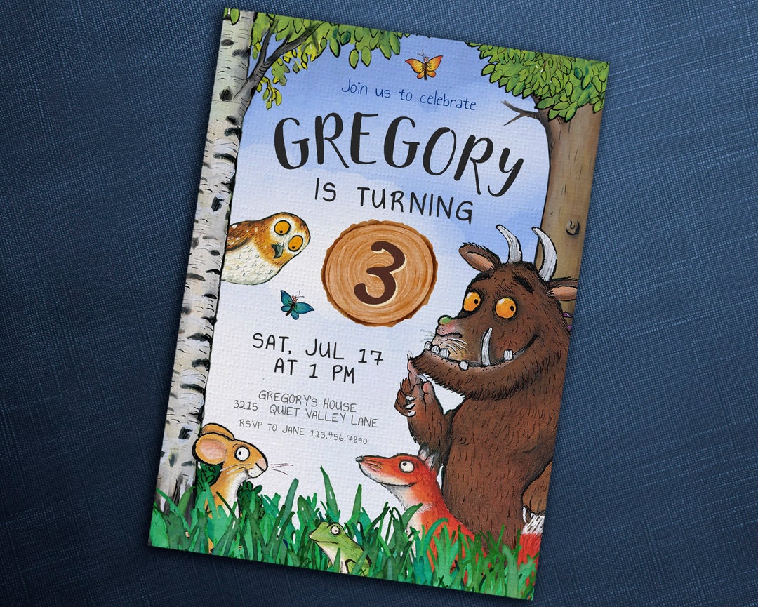 Gruffalo Birthday Invitation, Julia Donaldson Storybook Invitation ...