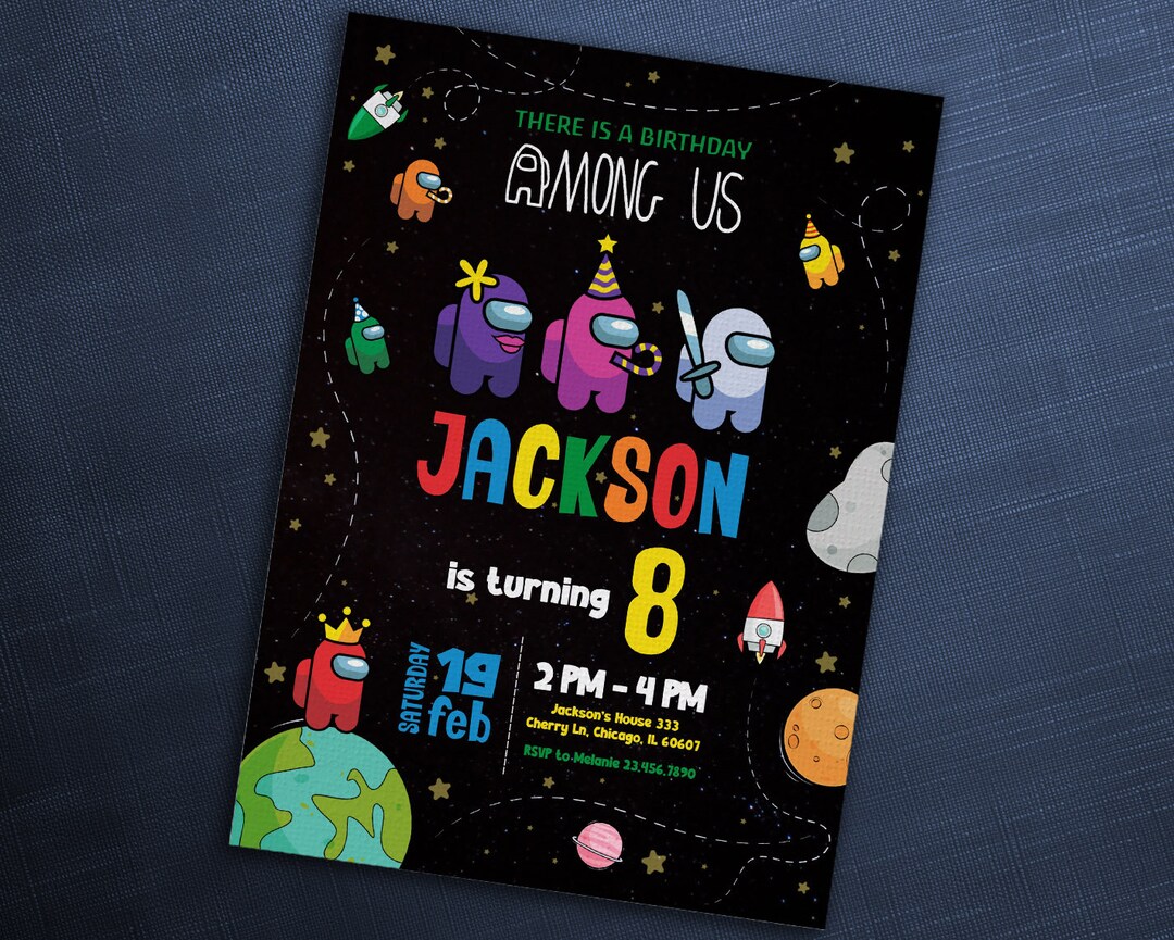 Among Us Birthday Party Invitation Template, Among Us Birthday Invitate ...