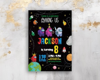 Among Us Birthday Party Invitation Template, Among Us Birthday Invitate ...