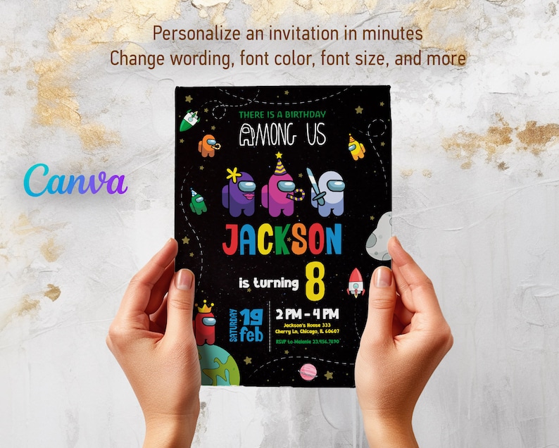 Among Us Birthday Party Invitation Template, Among Us Birthday Invitate ...