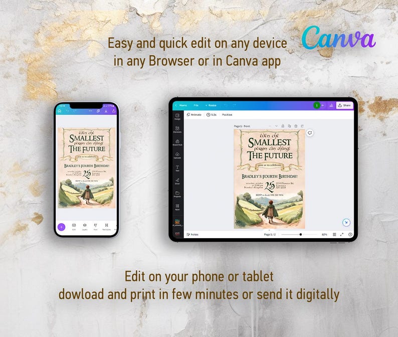 Hobbit Birthday Invitation, Printable Shir Invite, LOR Party Invite ...